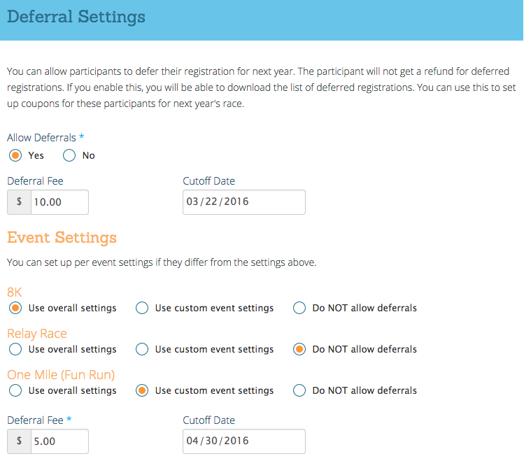 Improved Deferral Options – RunSignup Blog