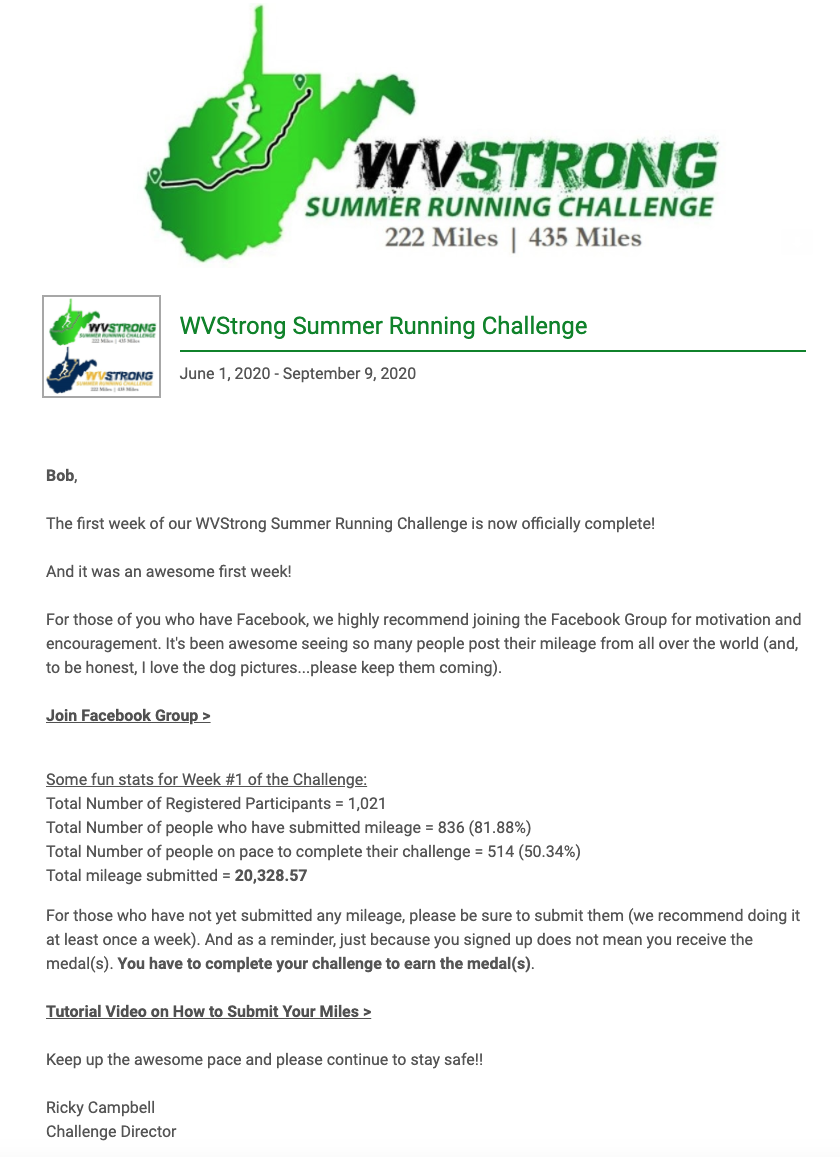 WV Strong Summer Running Challenge – RunSignup Blog